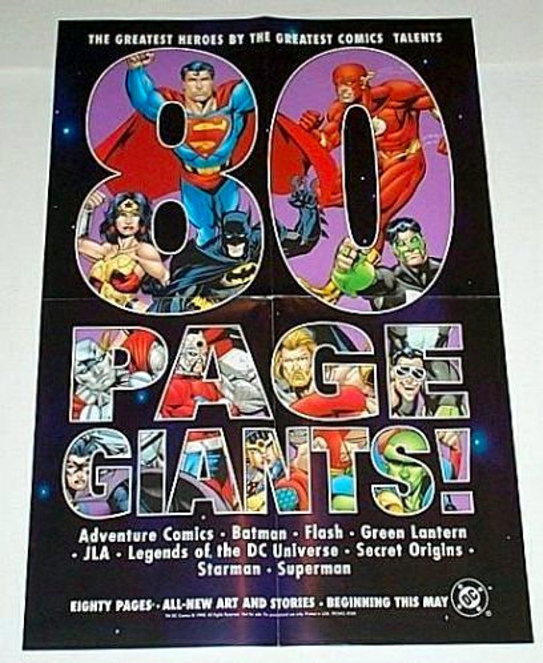 1998 JLA 22 X 15 Inch DC Comics Comic Book Promo Poster 1:batman ...