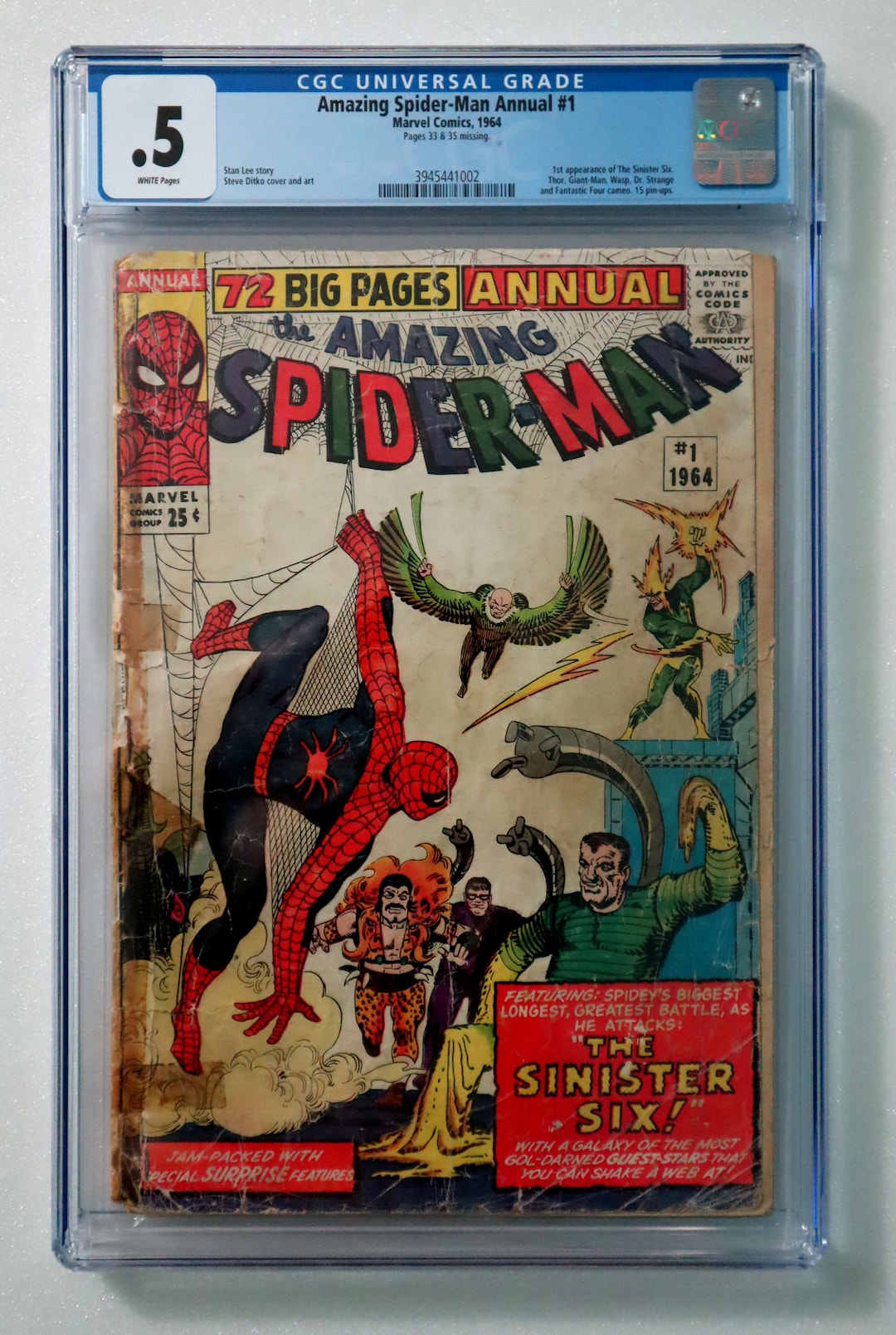 1964 Amazing Spider-man CGC .5 Annual 1 Comic Book, 1st Sinister Six ...