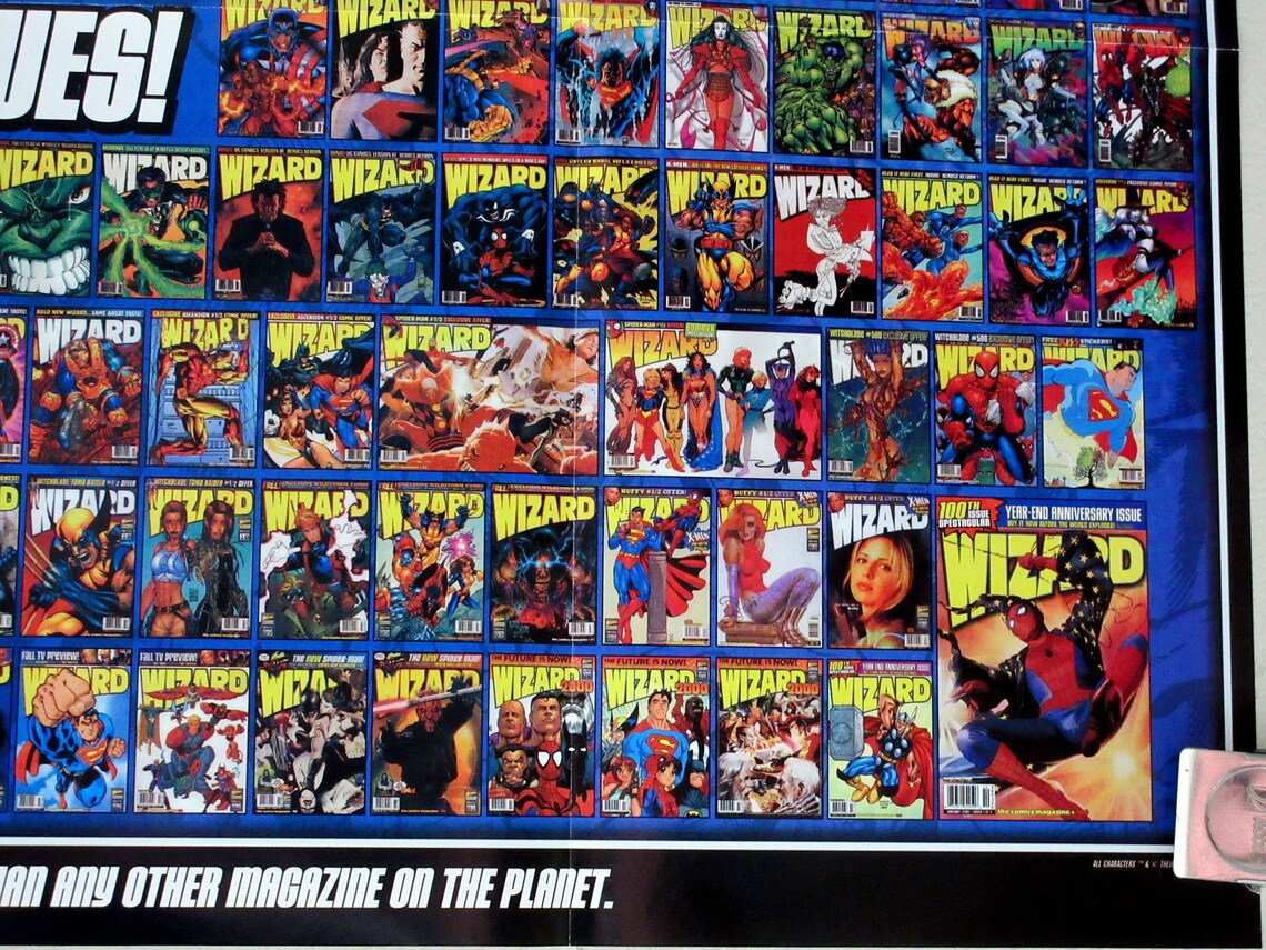 1990's Wizard Marvel/dc Comics Poster: Batman,spider-man,x-men,jla ...