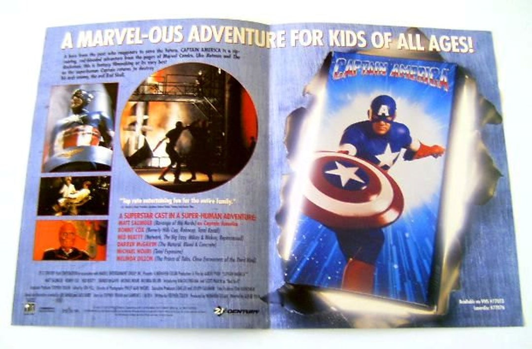 1990 Captain America Movie Brochure: 2 Sided 17x11 Inch Marvel Comics ...
