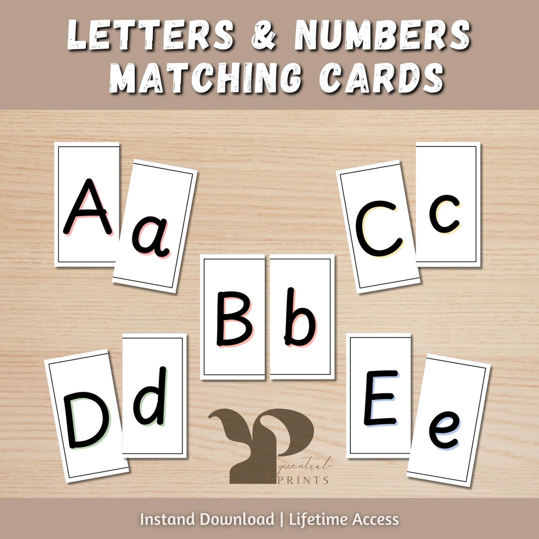 Printable Letters and Numbers Matching Game, Toddler Matching Activity ...