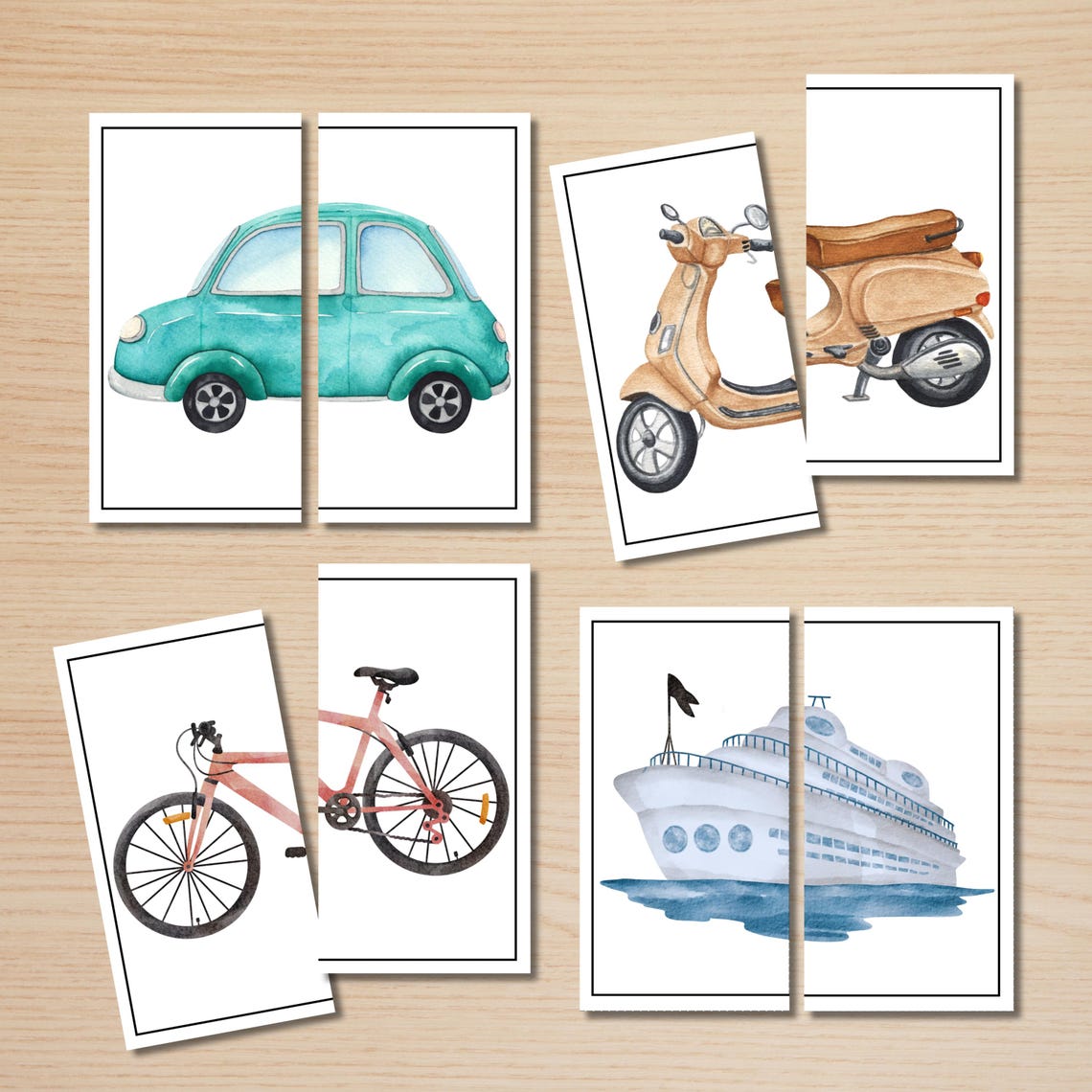 Printable Transportation Matching Game, Toddler Matching Activity, Kids ...