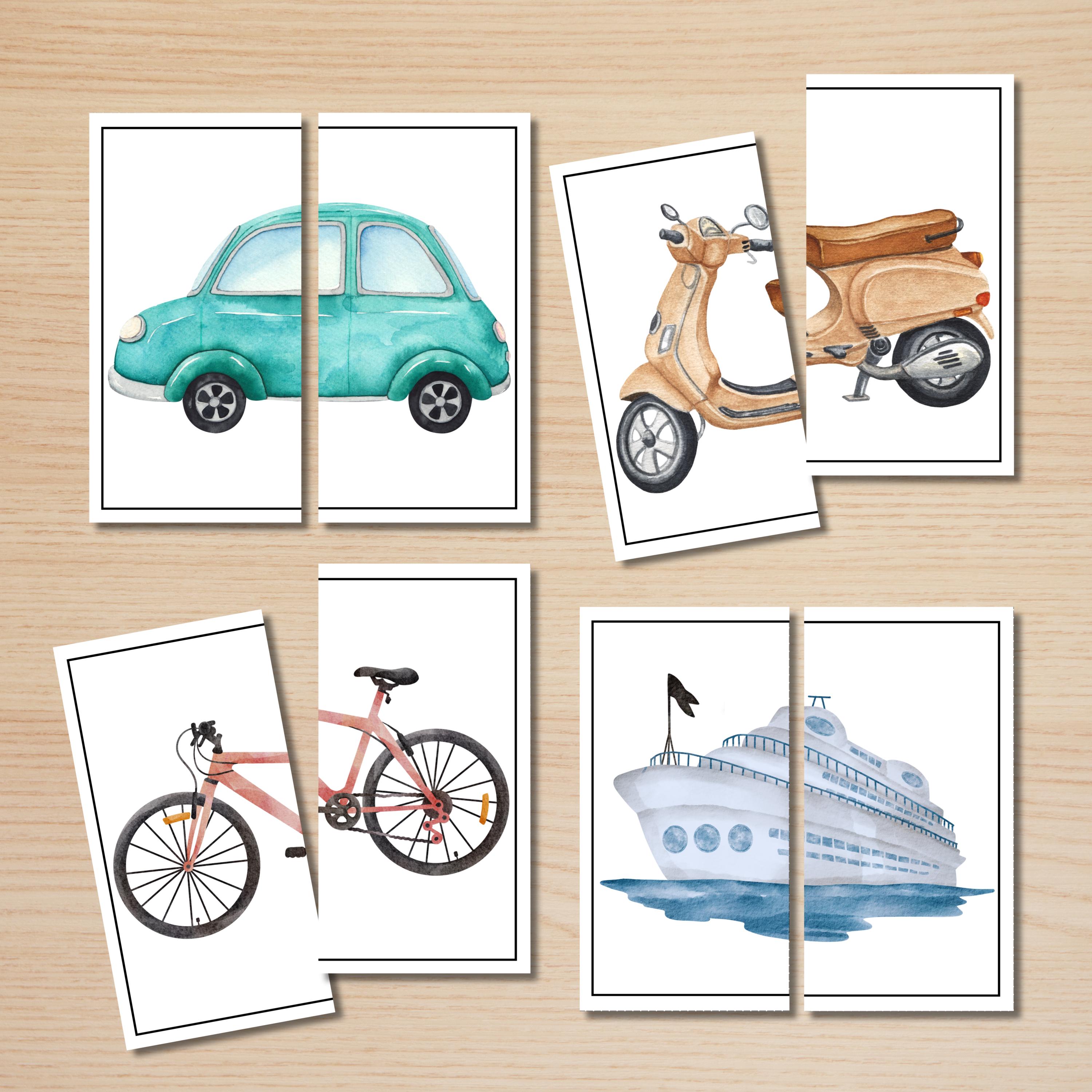 Printable Transportation Matching Game, Toddler Matching Activity, Kids ...