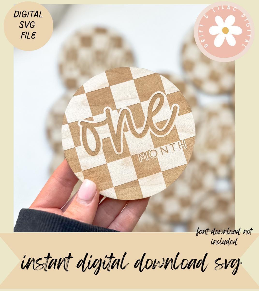 SVG Baby Milestone Disc Checkered File, Baby Milestone Rounds Svg, SVG ...