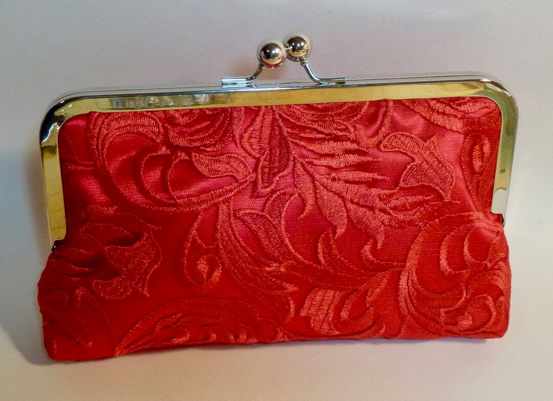 Red Rose Lace Overlay on Red Holiday Christmas New Year's Bridal Clutch ...