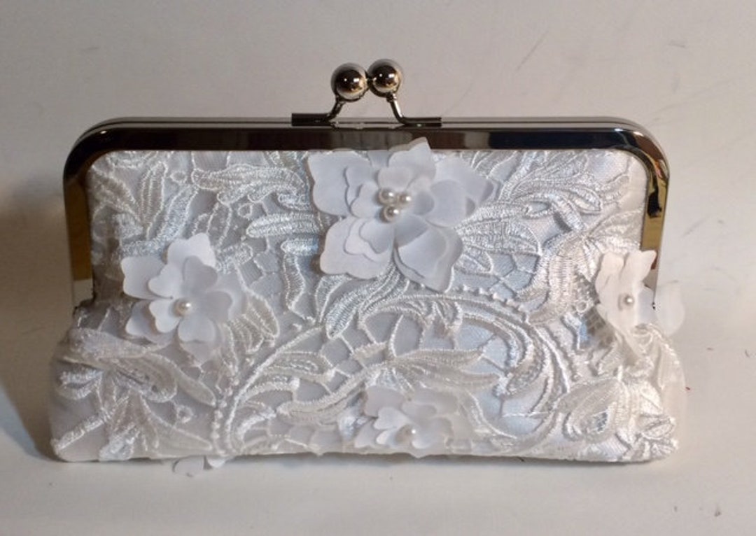 Ivory 3-D Lace Flower Bridal Clutch or Bridesmaids Clutch - Etsy