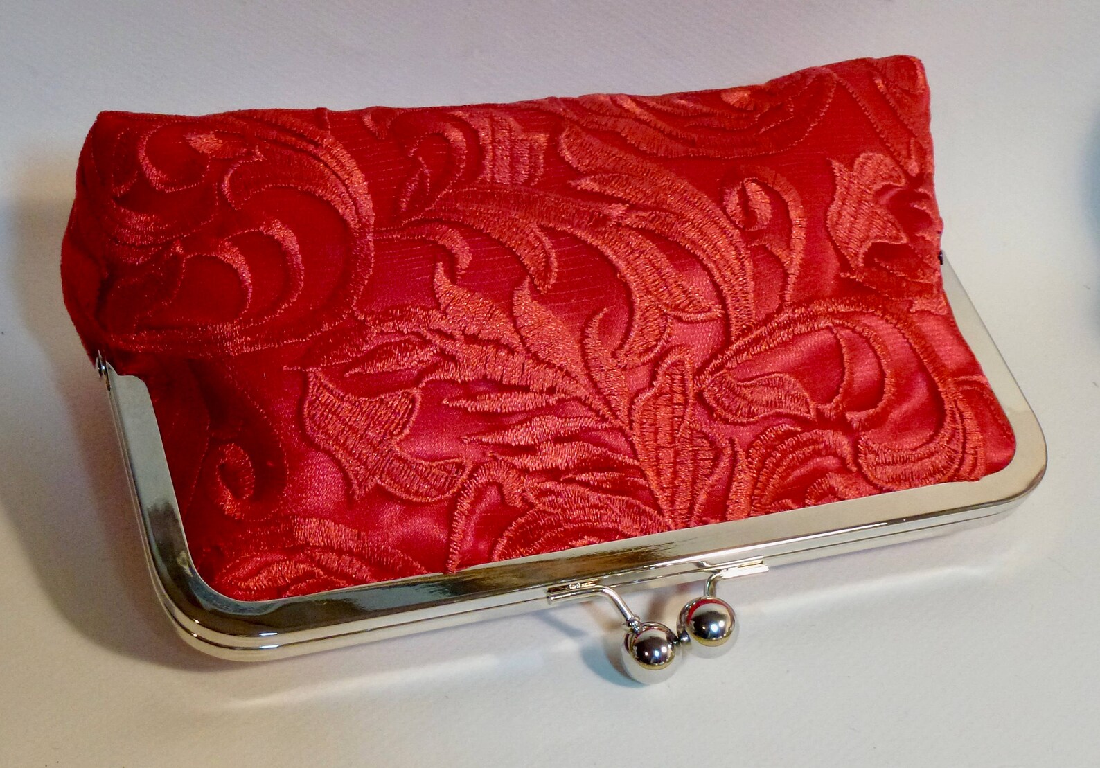 Red Rose Lace Overlay on Red Holiday Christmas New Year's Bridal Clutch ...