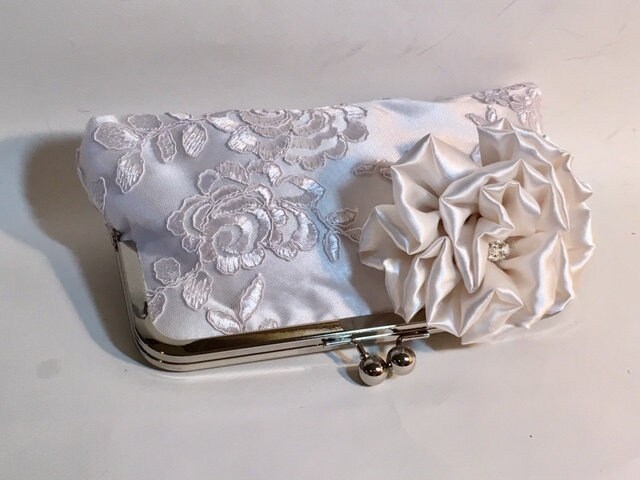 Ivory Rose Lace Bridal Clutch With Flower or Bridesmaids Clutch - Etsy