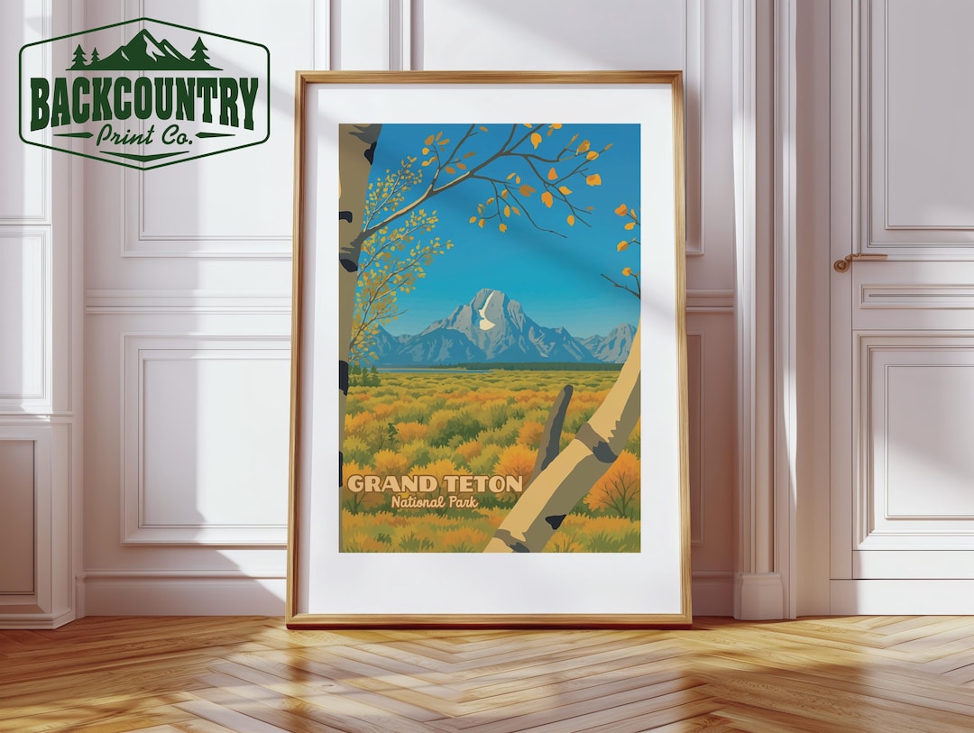 Grand Teton National Park Poster | Vintage Travel Print | Nature Wall ...