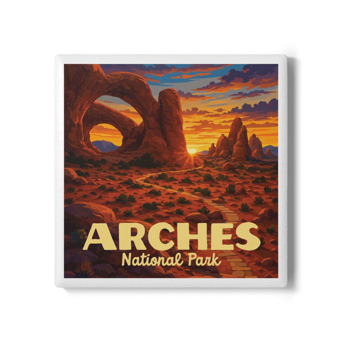 Arches National Park Ceramic Coaster | Travel Souvenir | Glossy ...