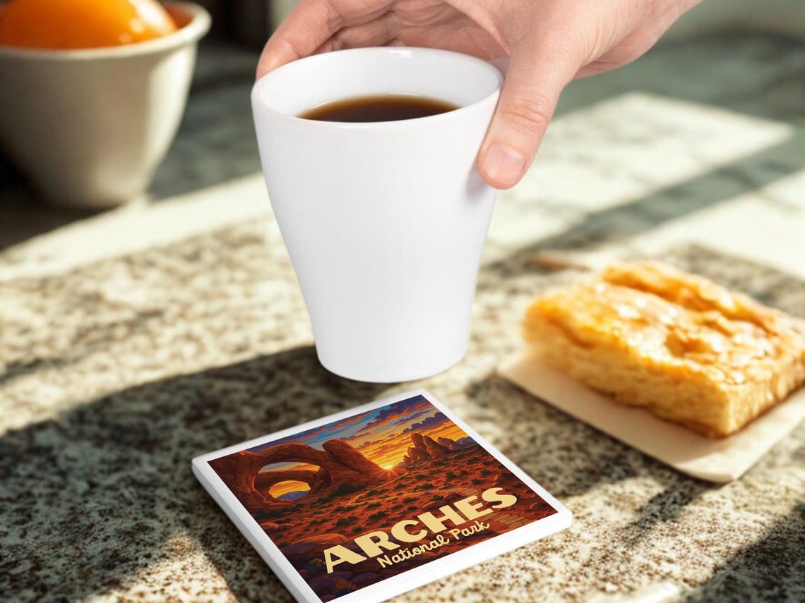 Arches National Park Ceramic Coaster | Travel Souvenir | Glossy ...