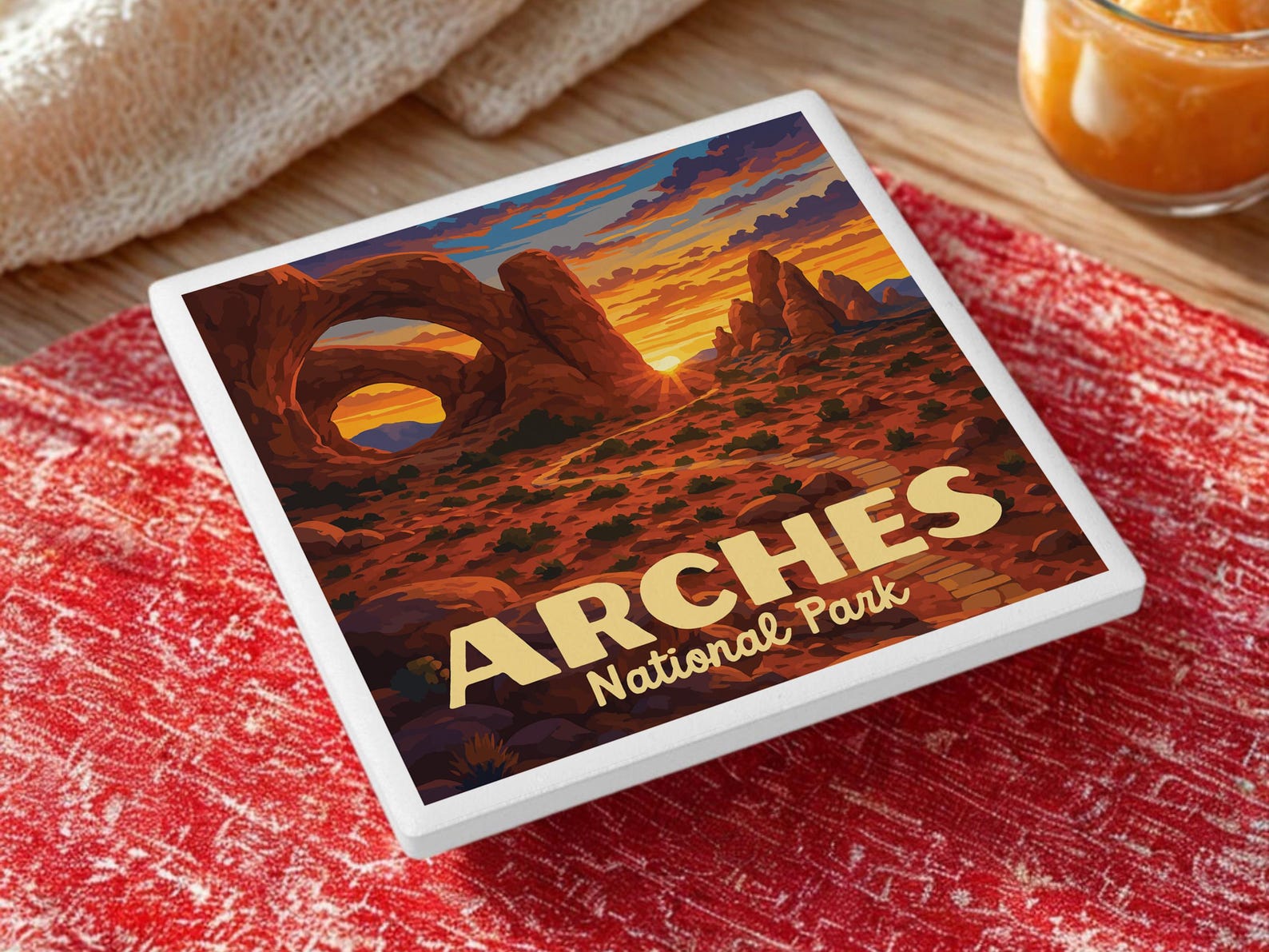 Arches National Park Ceramic Coaster | Travel Souvenir | Glossy ...