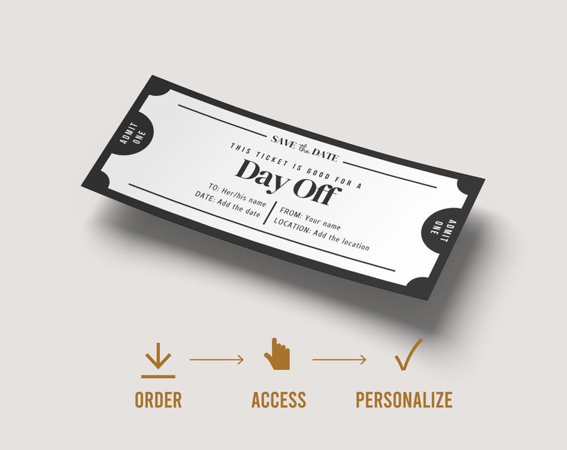 Day off Gift Coupon: Editable Printable Voucher (instant Download) - Etsy