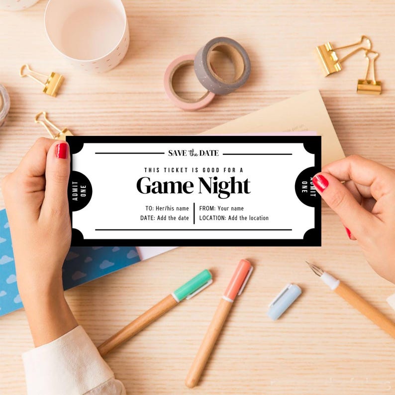 Editable Game Night Gift Voucher Template: Printable Coupon (canva) - Etsy