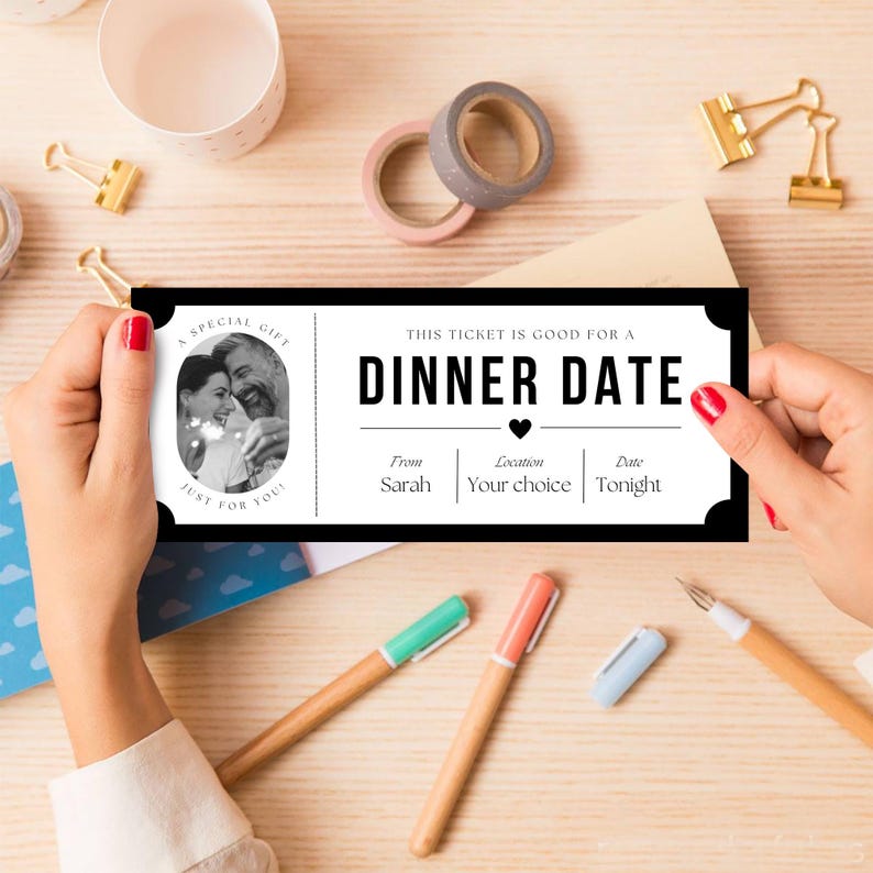 Editable Dinner Date Gift Certificate: Printable Coupon Template ...