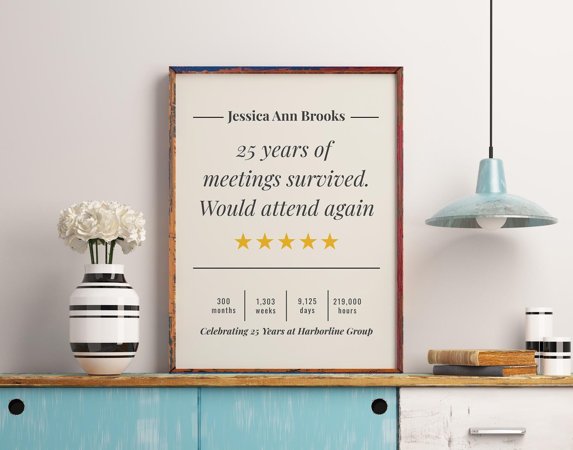 Personalized Work Anniversary Sign — Funny “meetings Survived” Gift ...