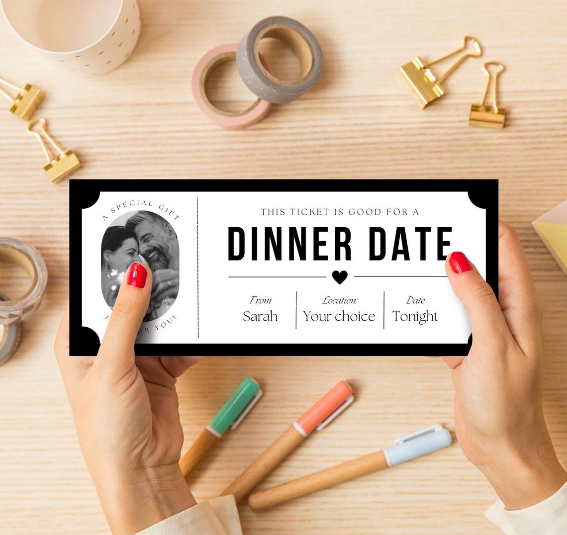 Editable Dinner Date Gift Certificate: Printable Coupon Template ...