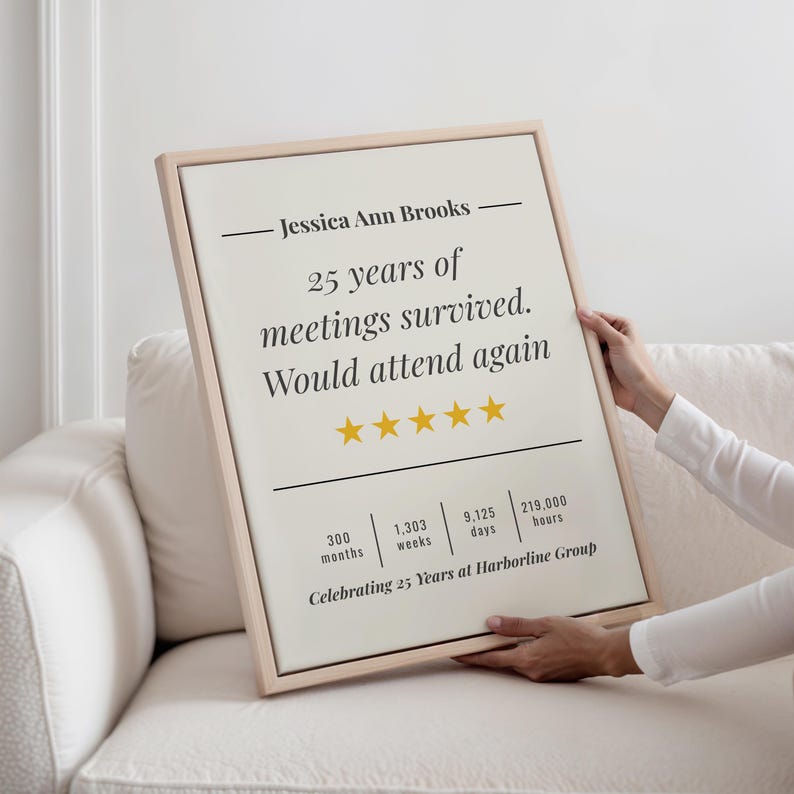 Personalized Work Anniversary Sign — Funny “meetings Survived” Gift ...