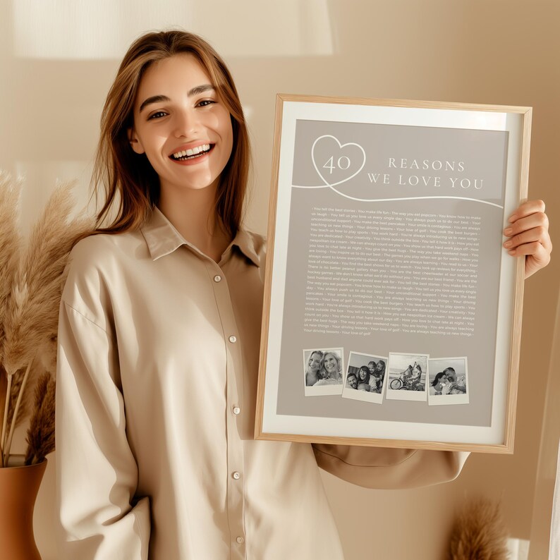 Fully Editable Template 40 Reasons We Love You Photo Collage — 40th Anniversary Gift 40 Things ...