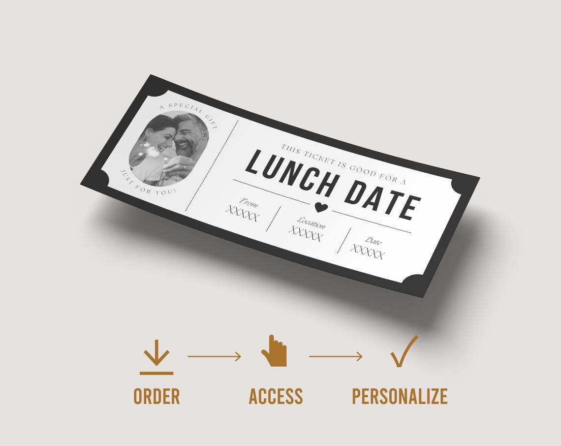 Editable Lunch Date Coupon: Printable Gift Voucher (digital File) - Etsy