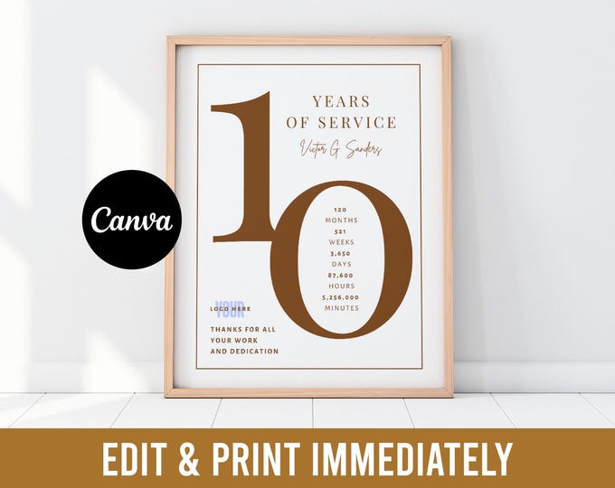 10th Work Anniversary Signatures, Guest Book, 10 Year Employee ...