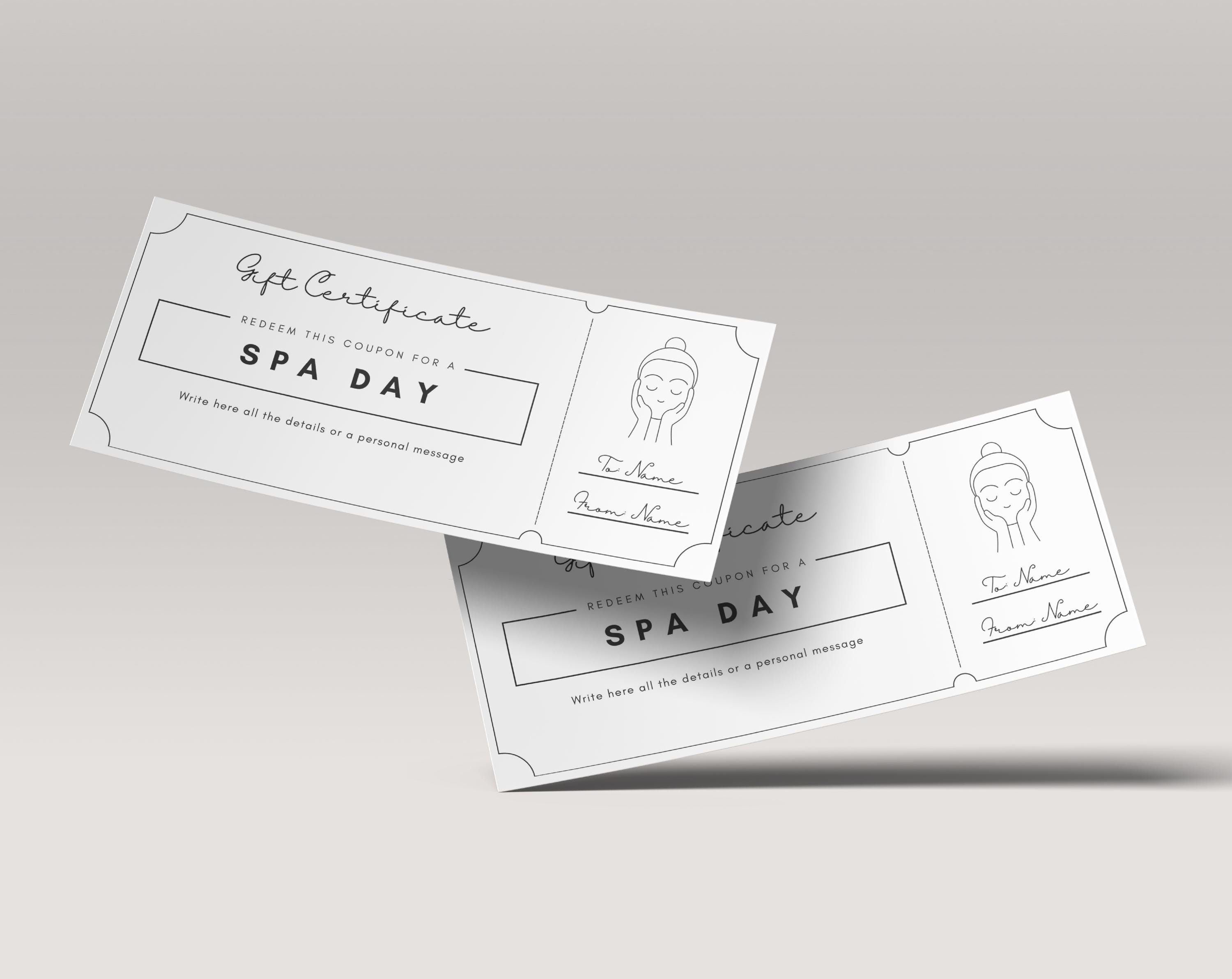 Spa Day Gift Coupon: Editable Printable Voucher (instant Download) - Etsy