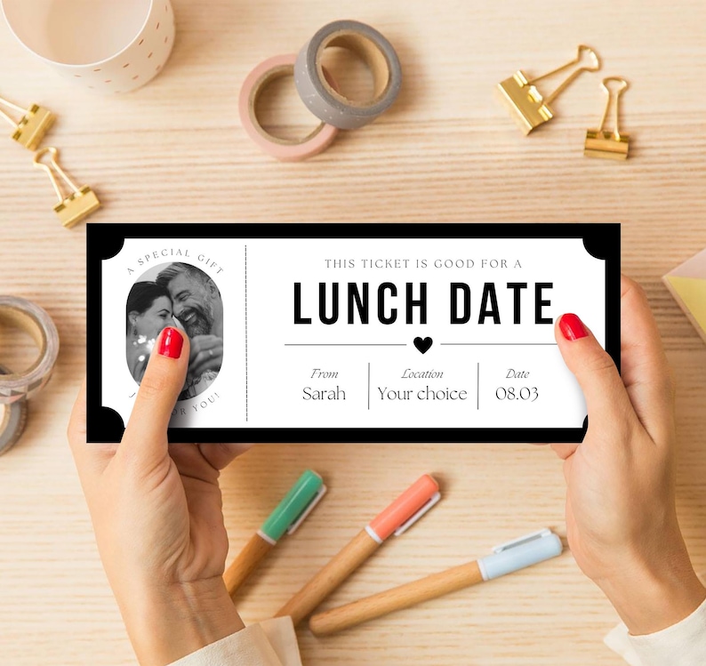 Editable Lunch Date Coupon: Printable Gift Voucher (digital File) - Etsy