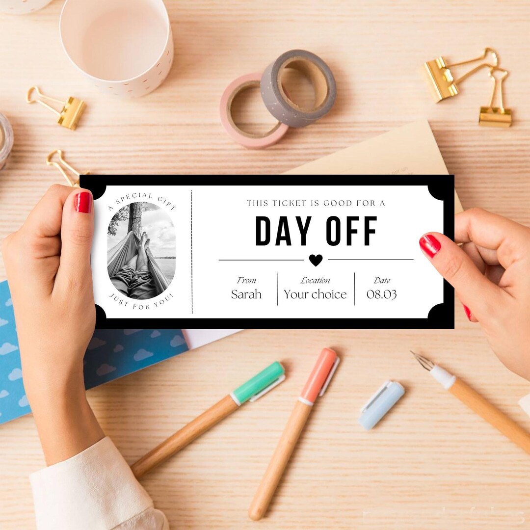 Day off Gift Coupon: Editable Printable Voucher (canva Template) - Etsy