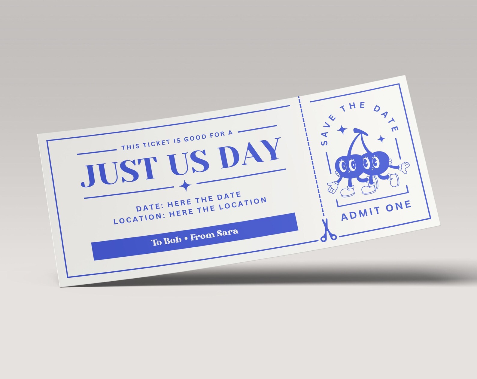 Vintage Style Date Ticket — Digital Just Us Voucher Retro Gift Instant ...
