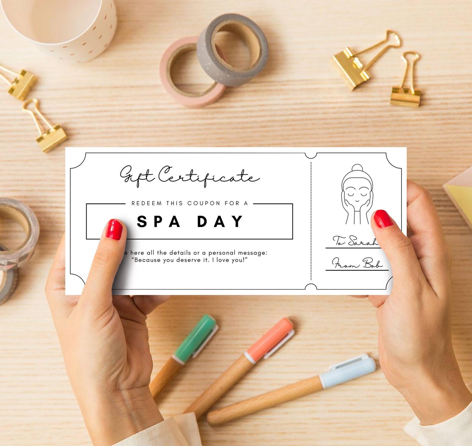 Spa Day Gift Coupon: Editable Printable Voucher (instant Download) - Etsy