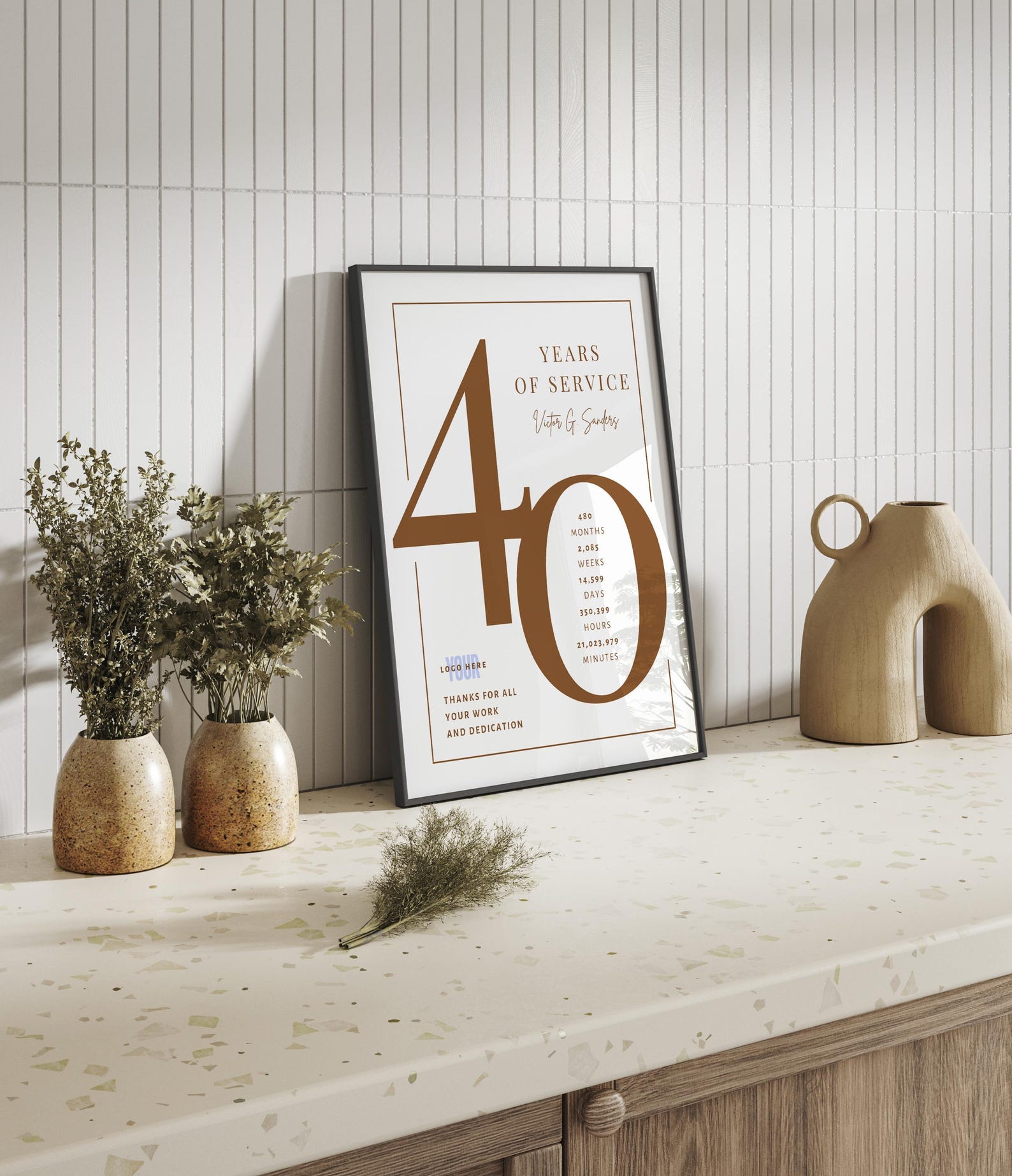 40 Year Work Anniversary Print: Employee Appreciation Gift (digital ...