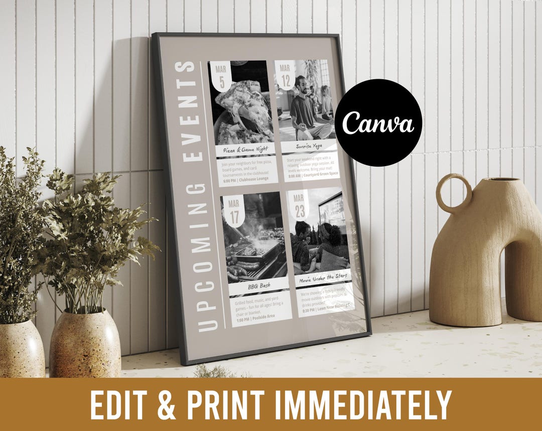 Upcoming Events Flyer Template — Community Event Flyer Editable Canva ...
