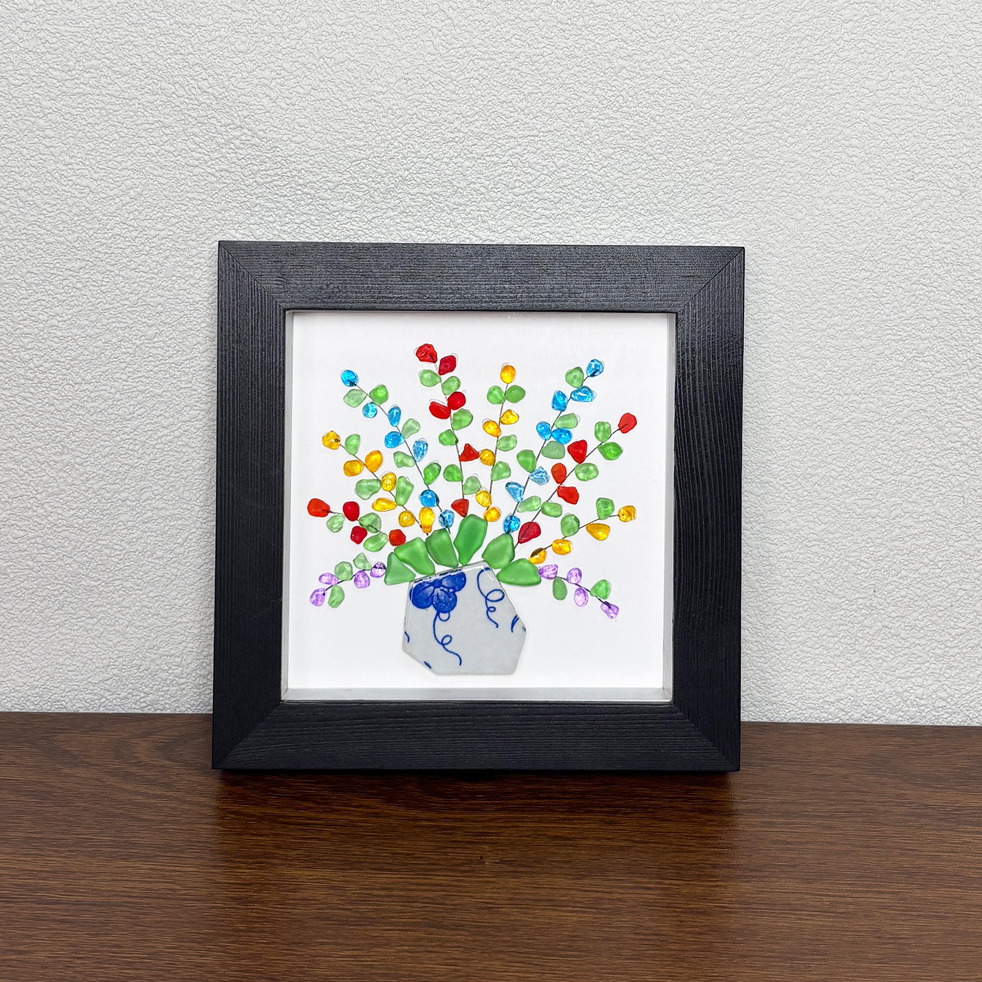 Sea Glass Flower Art Frame: Handmade Beach Decor, Friendship Gift - Etsy