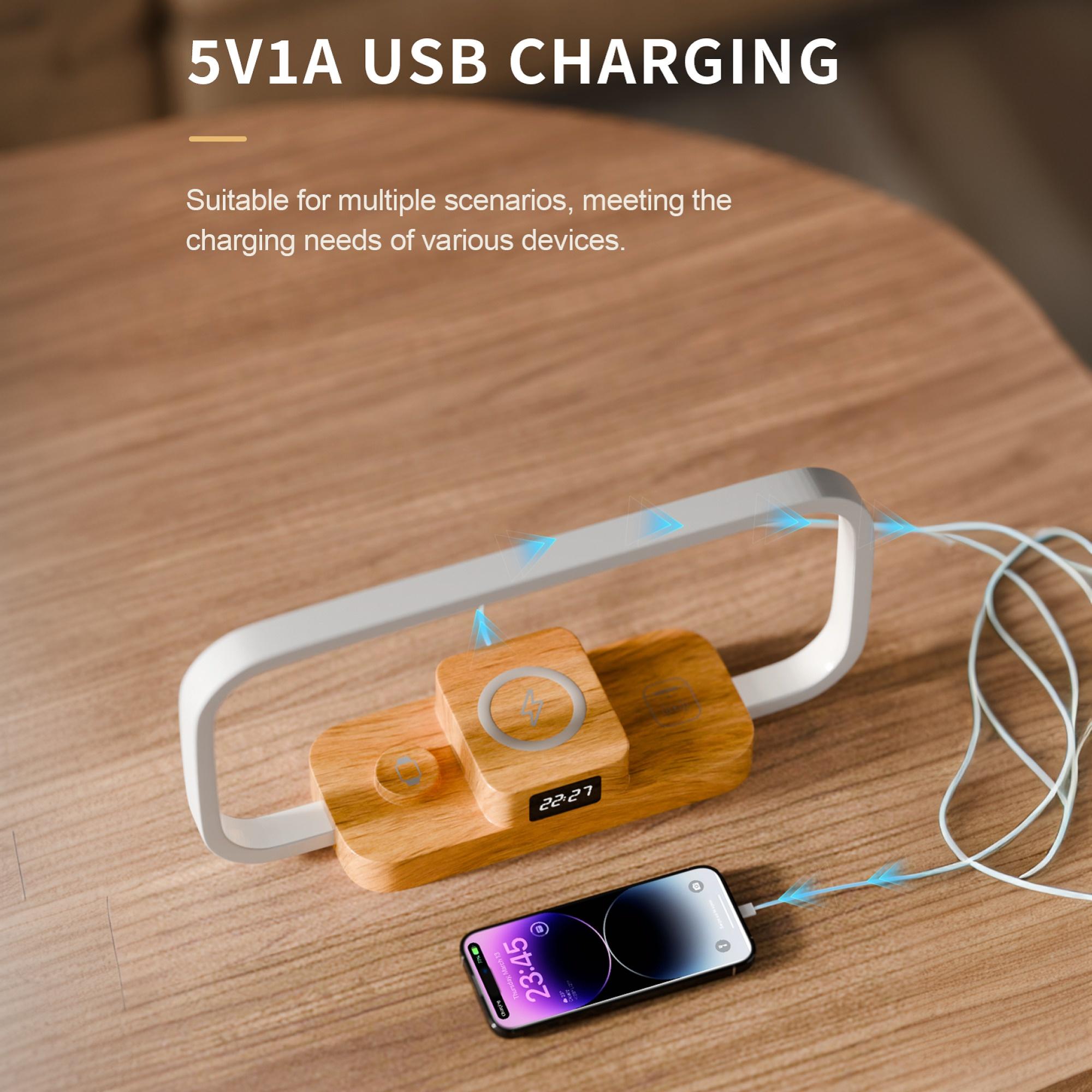 Personalized LED Bedside Lamp With Wireless Charger and Clock - Etsy