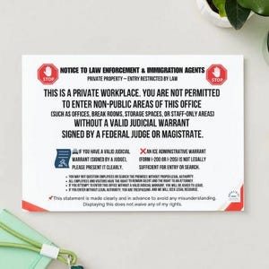 Private Property – No ICE Entry Without a Judicial Warrant (workplace ...