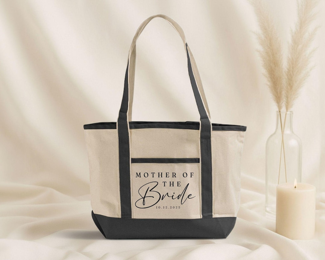 Mother of the Bride Medium Deluxe Canvas Tote Bag Personalized Wedding ...
