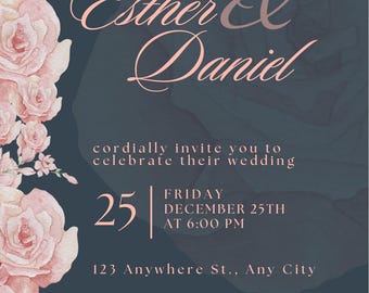 Modern Flower Pretty Wedding Invitation - Etsy