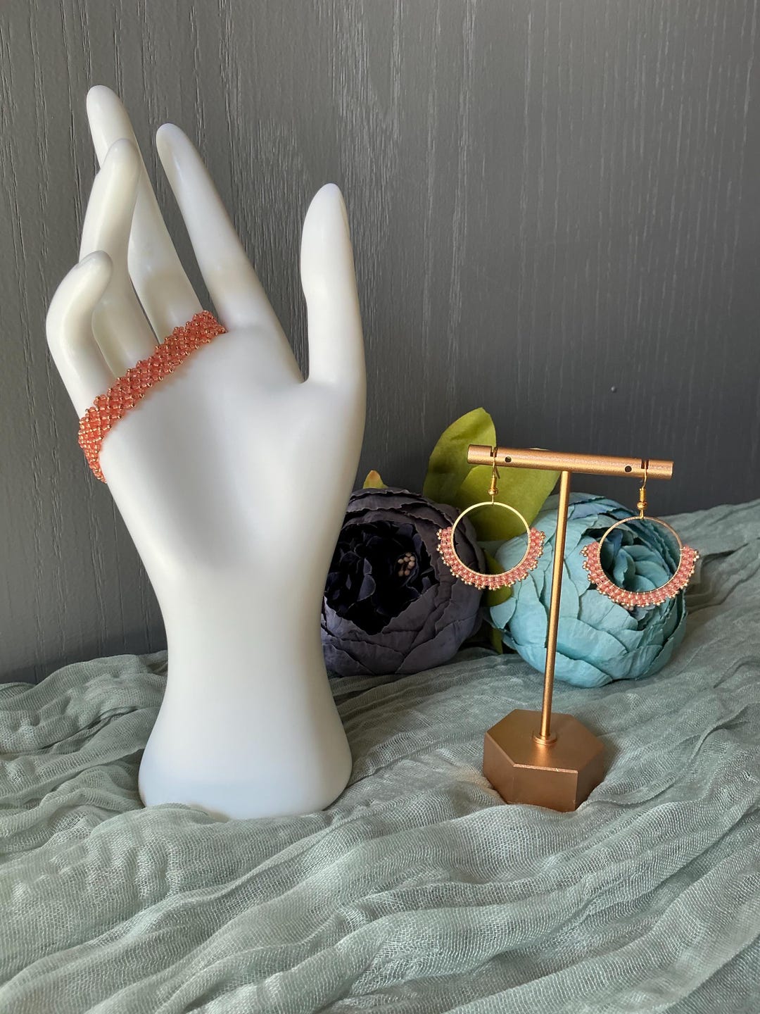 Hand Beaded Pink/gold Pondo Stitch Miyuki Glass Seed Bead Bracelet ...