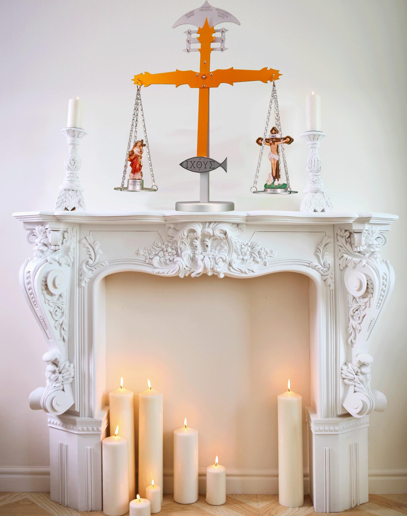 Christian Balance Scale – Mary Magdalene and Crucifixion Scene | Faith ...