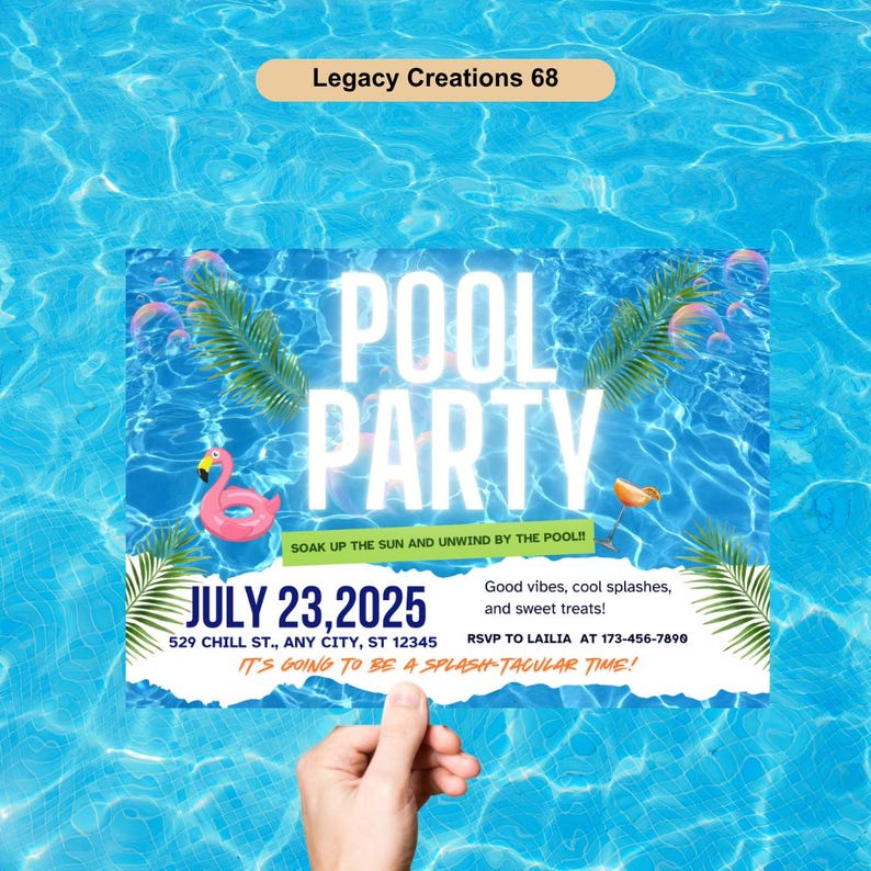 Editable Adult Pool Party Invitation - Etsy
