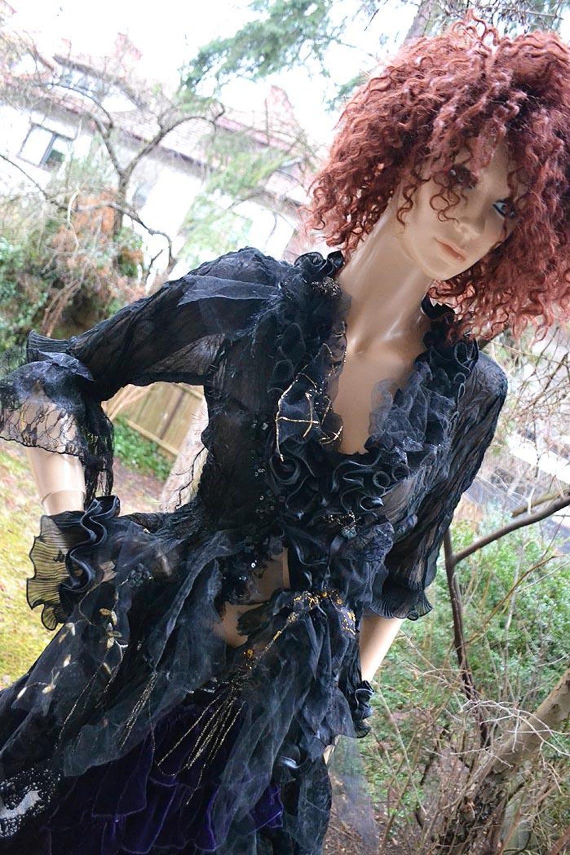 Wonderful Unique Victorian Style Gothic Witch Black Transparent Jacket ...