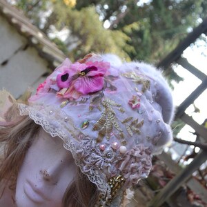 Wonderful Elf Angora Pale Pink/ivory Hat Smurfette Forest Fairy Gypsy ...