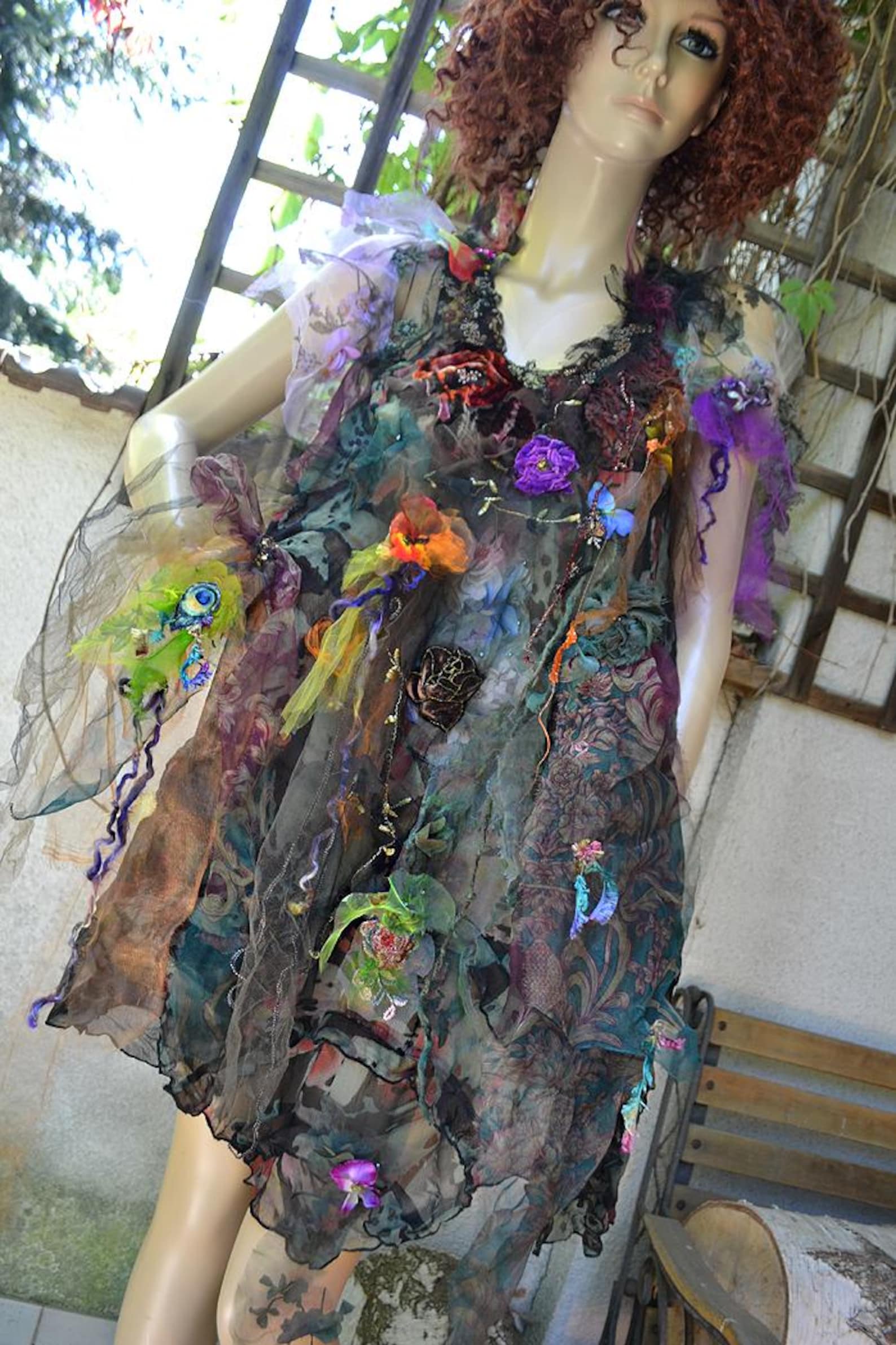 Art to Wear Bohemian Deep Forest Plants SWAMP WITCH Undine Tunic/dress ...