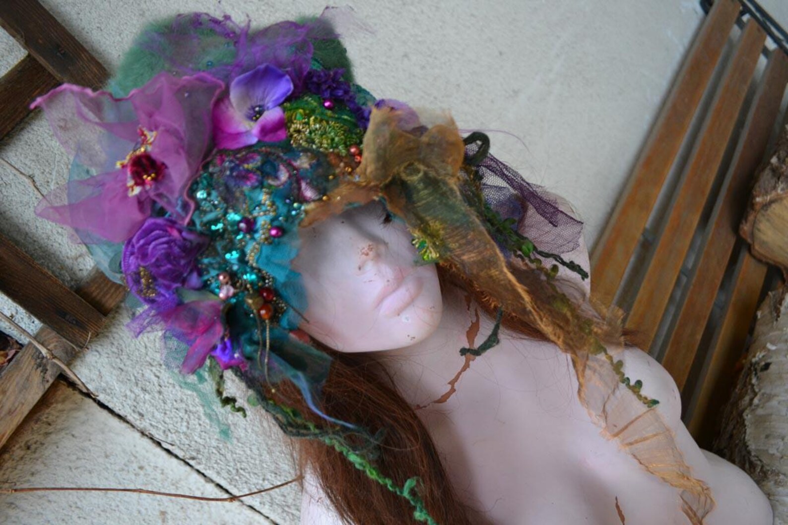 Wonderful Teal Angora Hand Dyed Large Loose Elf Hat QUEEN of FAIRY ...