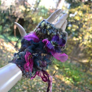 Unique Art to Wear Boho Mittens/gloves Fingerless DEEP FOREST WITCH ...