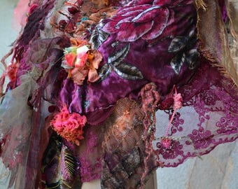 Art to Wear Unique Crochet Gypsy Bohemian Cape/shawl BLUE GIRL Silks ...