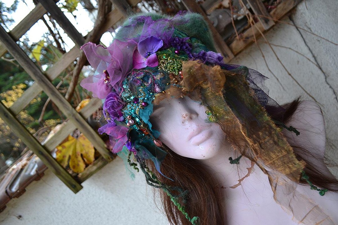 Wonderful Teal Angora Hand Dyed Large Loose Elf Hat QUEEN of FAIRY ...