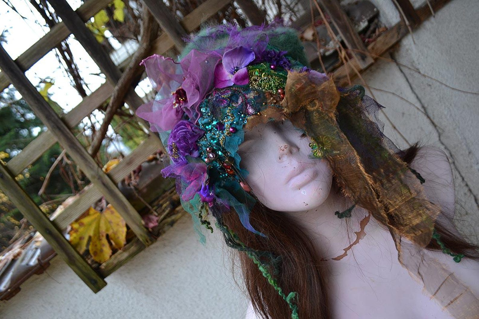 Wonderful Teal Angora Hand Dyed Large Loose Elf Hat QUEEN of FAIRY ...