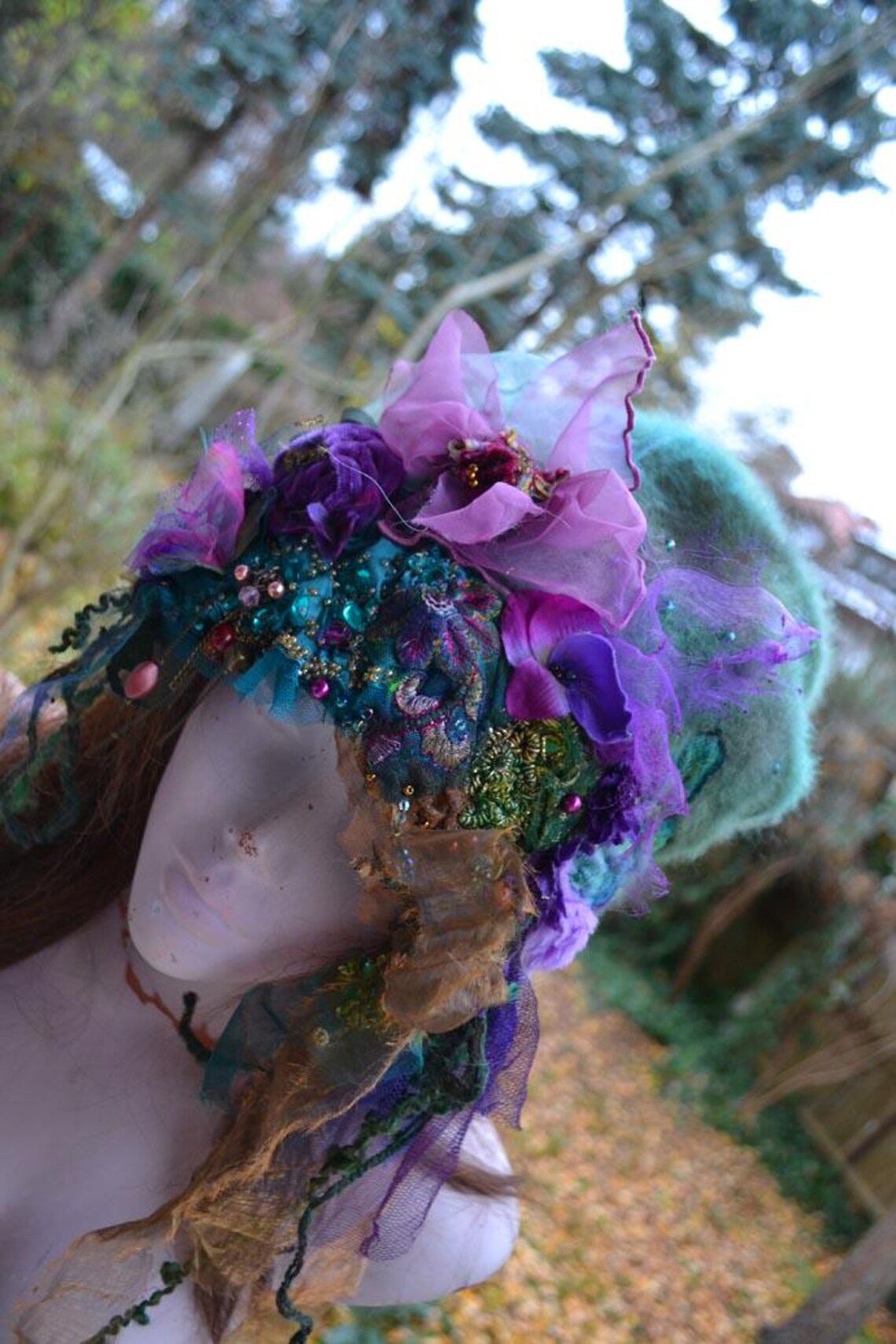 Wonderful Teal Angora Hand Dyed Large Loose Elf Hat QUEEN of FAIRY ...