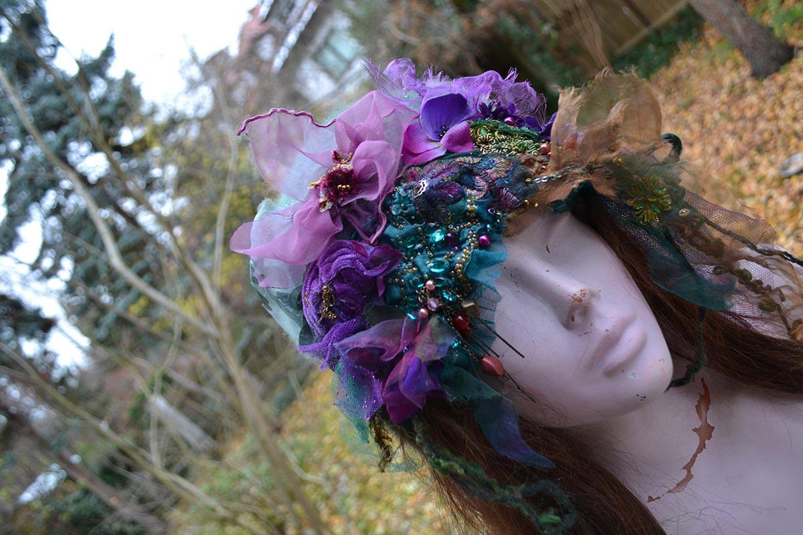 Wonderful Teal Angora Hand Dyed Large Loose Elf Hat QUEEN of FAIRY ...